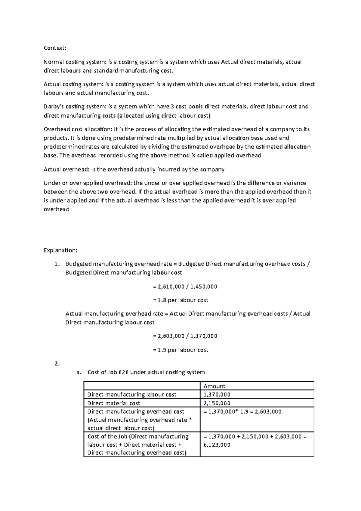 Normal and actual costing system - bcom finance - UoK - Studocu