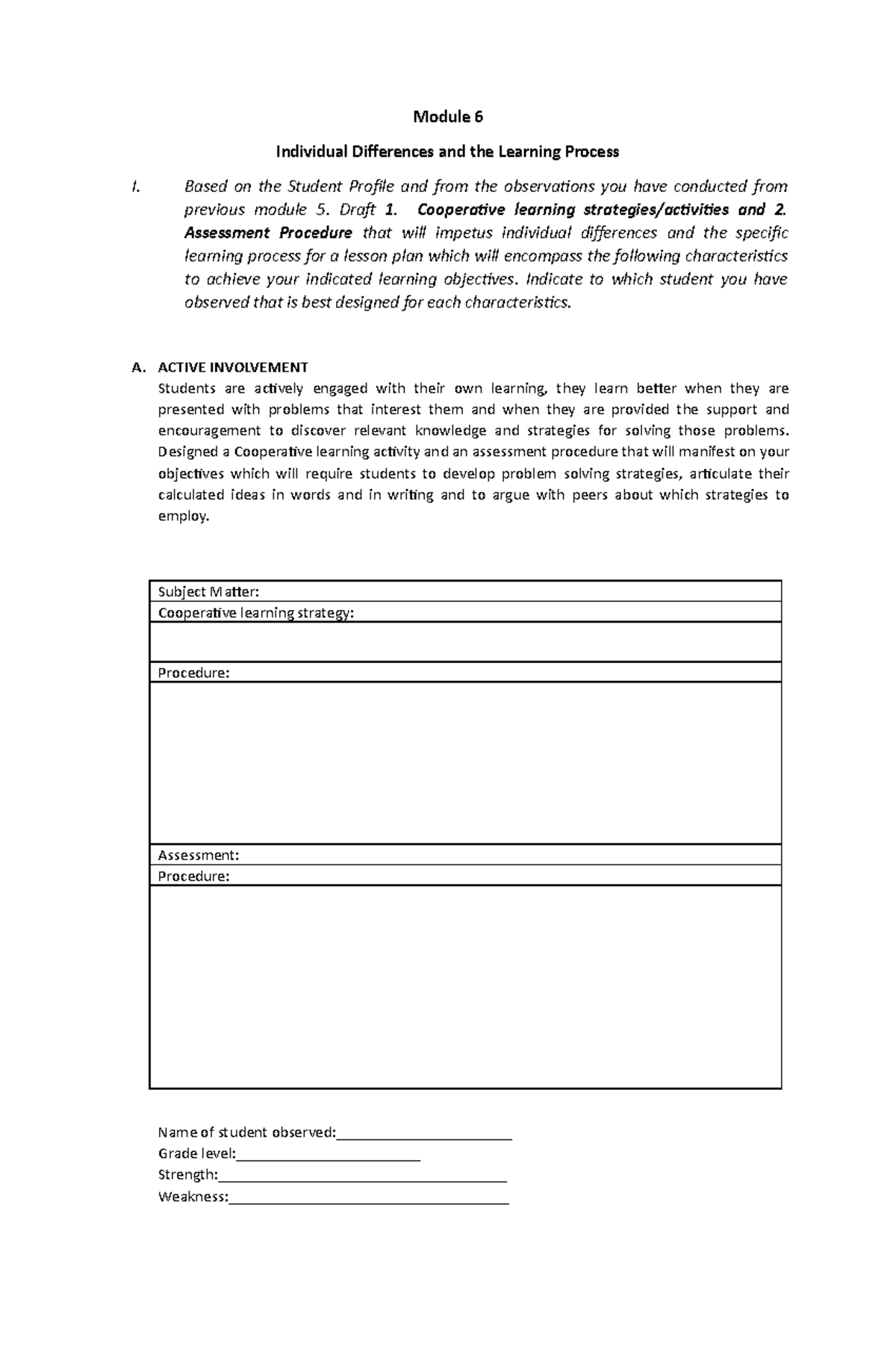 FS2 Module 6 - Module 6 Individual Differences and the Learning Process ...