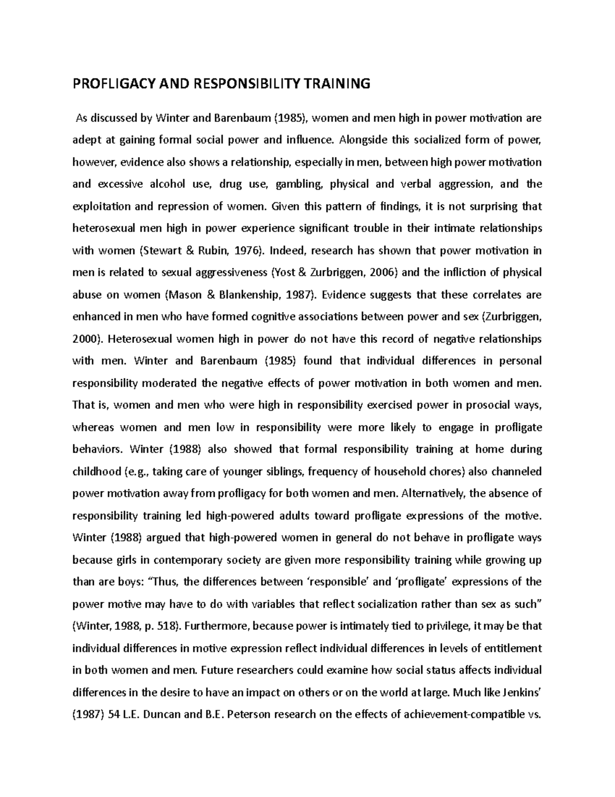 Profligacy AND Responsibility Training - PROFLIGACY AND RESPONSIBILITY ...