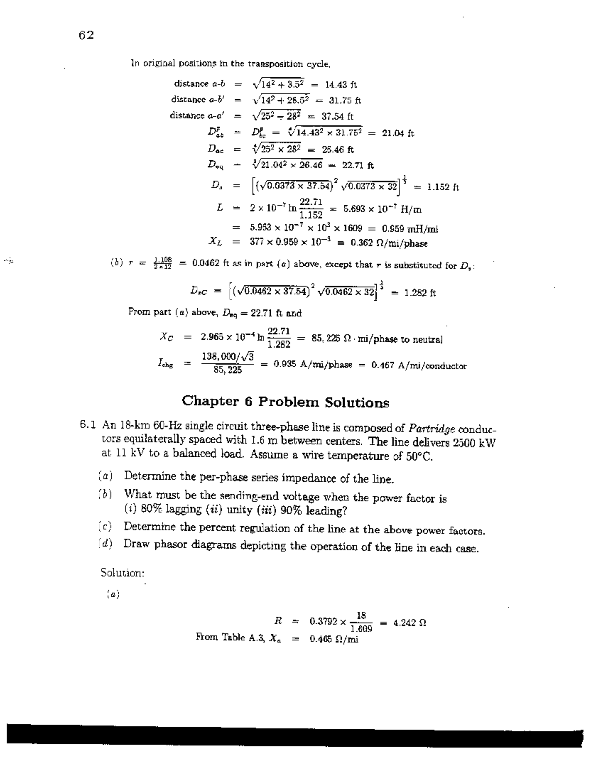 Ch6-soln - Transmission line by stevenson grainger chap 6 math solution - Power system 1 - Studocu