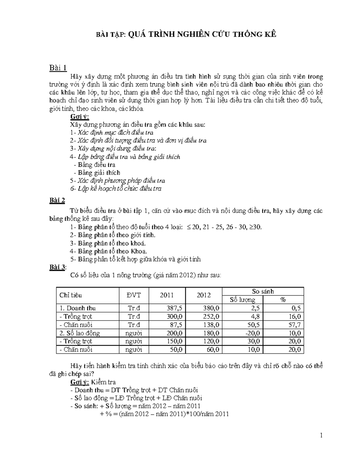 Bai tap nguyen ly tkkt - Ui vui - BÀI TẬP: QUÁ TRÌNH NGHIÊN CỨU THỐNG ...