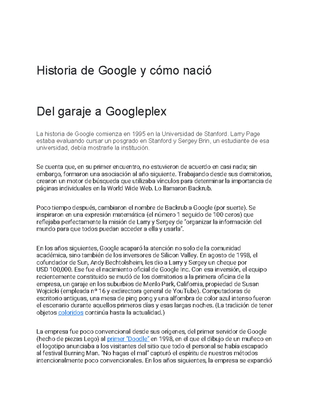 Historia de Google y cómo nació - Historia de Google y cómo nació Del ...