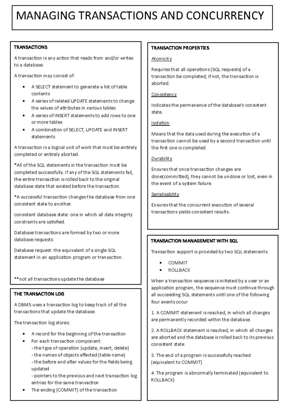 Chapter 12 - MANAGING TRANSACTIONS AND CONCURRENCY TRANSACTIONS A ...