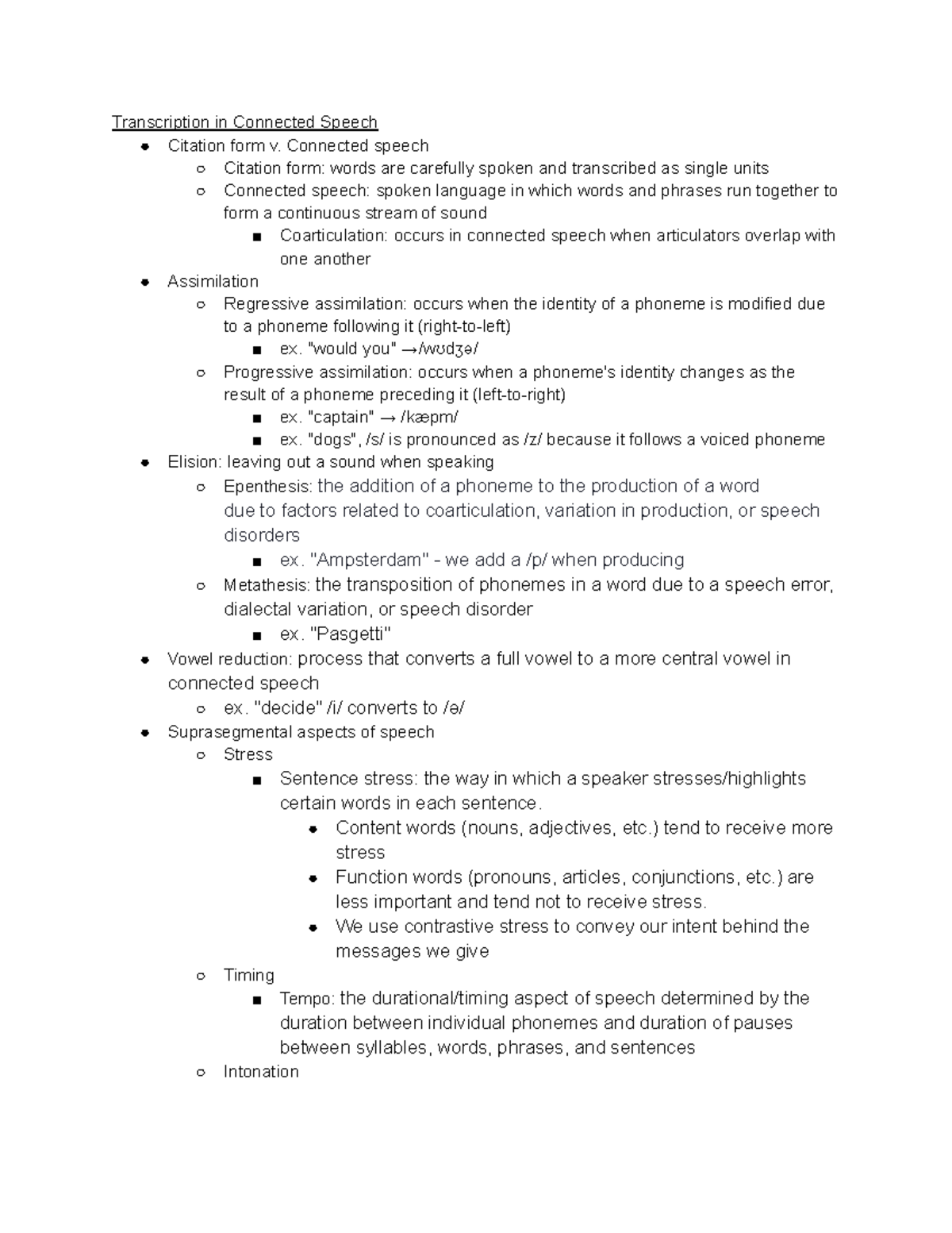 Transciption in connected speech - Transcription in Connected Speech Citation form v. Connected ...