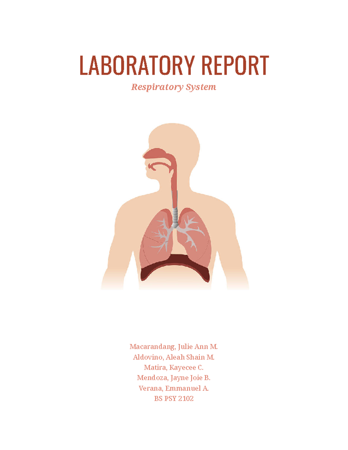 Group 4 - Lab Report Respiratory System - LABORATORY REPORT Respiratory ...