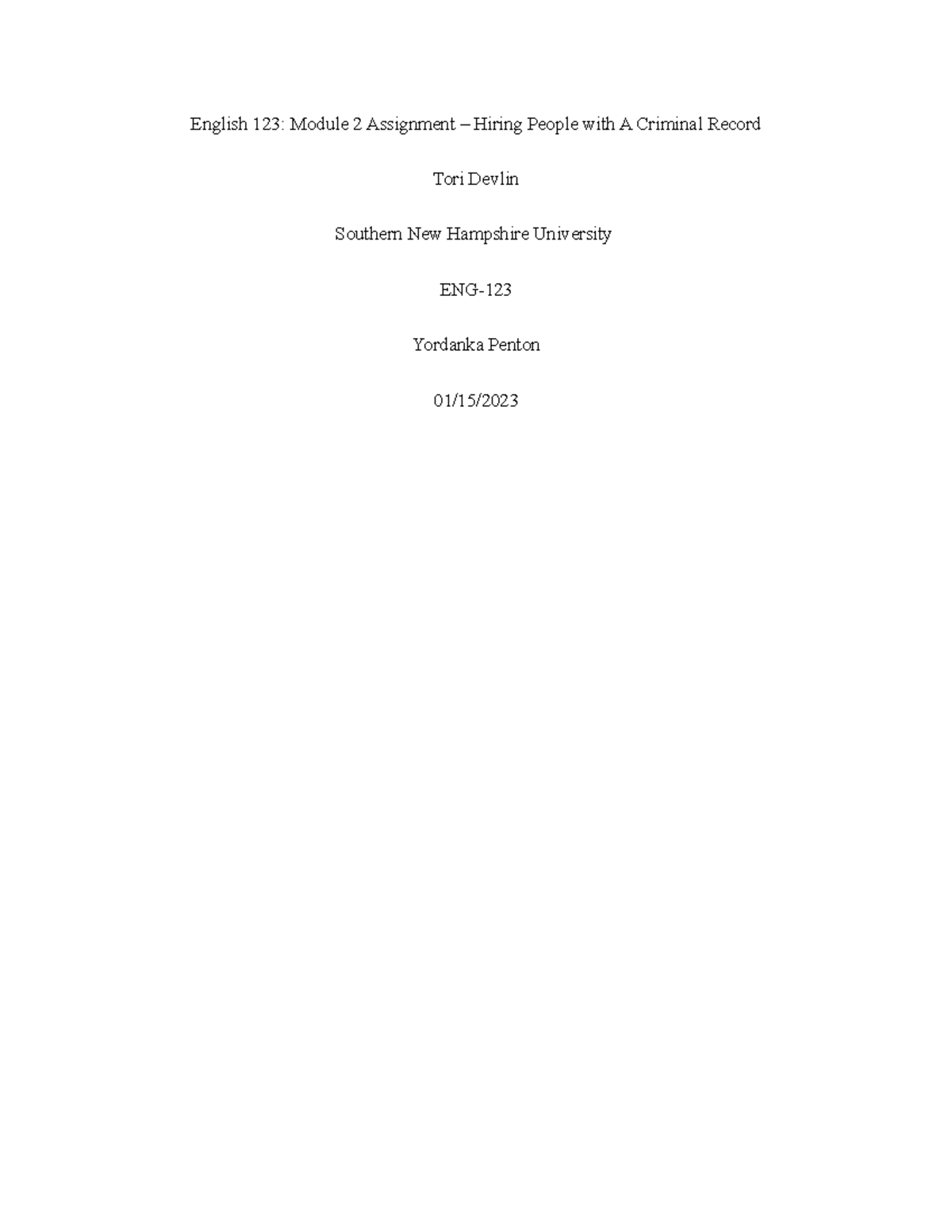 Module 2 Assignment - English 123: Module 2 Assignment – Hiring People ...