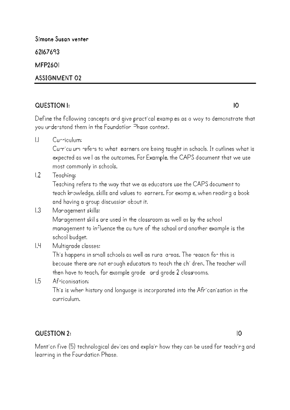 MFP2601 ASSIGNMENT 02 - Simone Susan venter 62167693 MFP26OI ASSIGNMENT ...