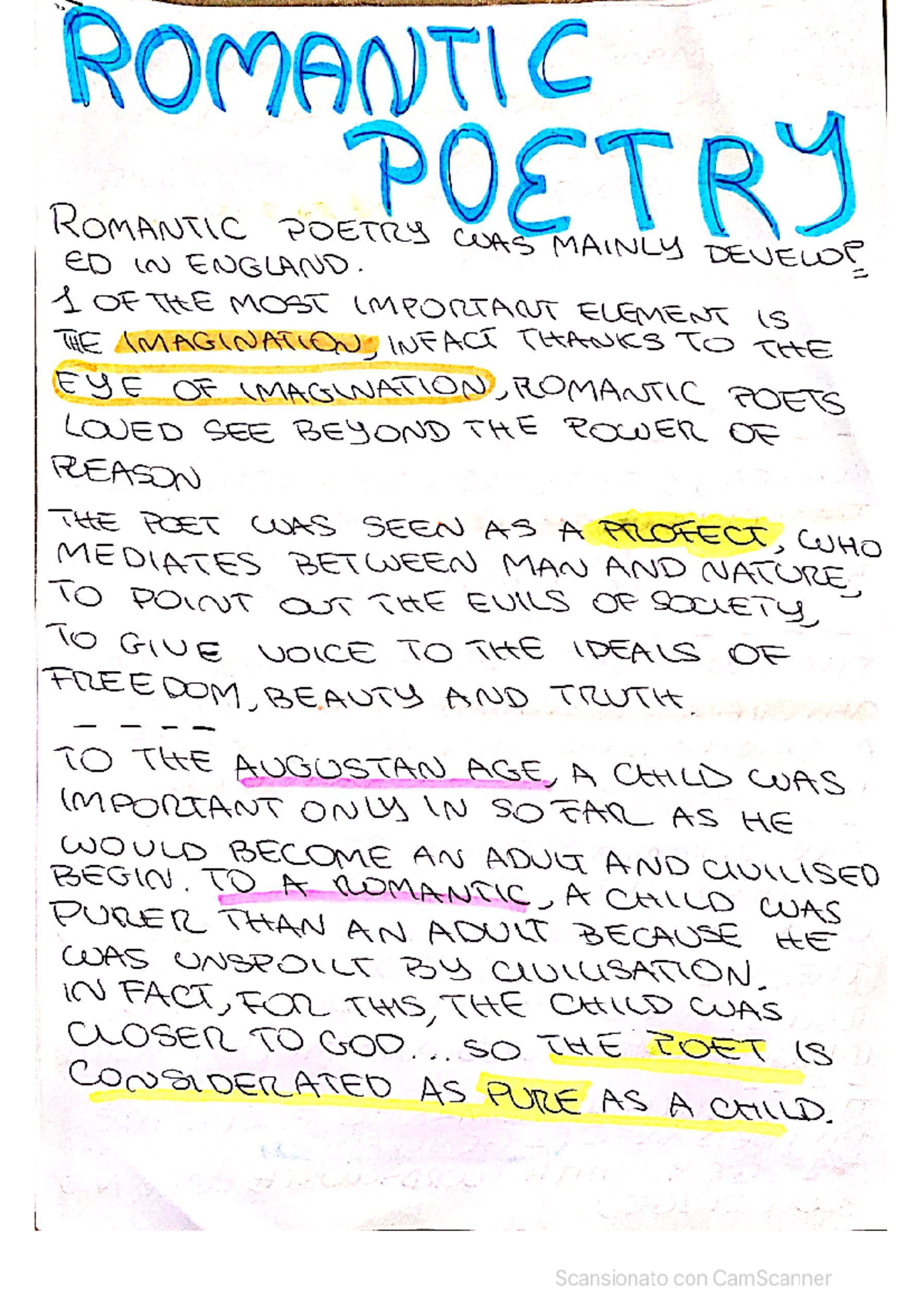 Romantic poetry - Inglese - Studocu