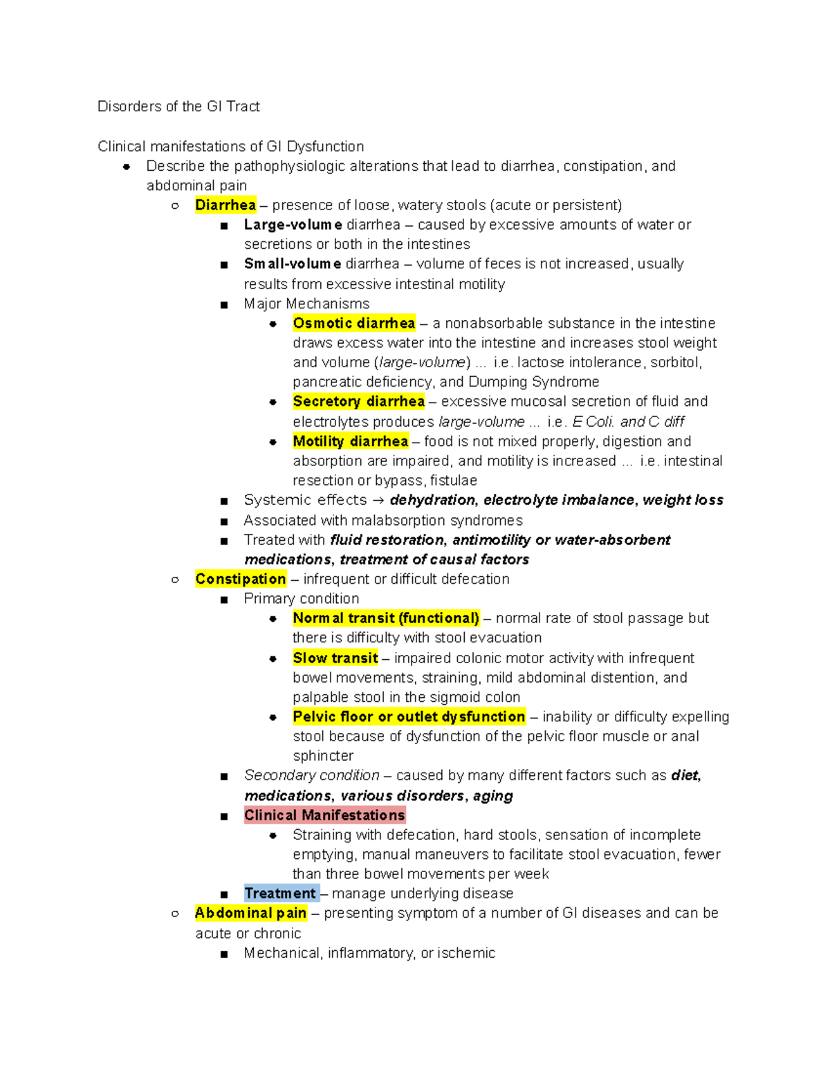 Pharm EXAM 1 - study guide - Disorders of the GI Tract Clinical ...