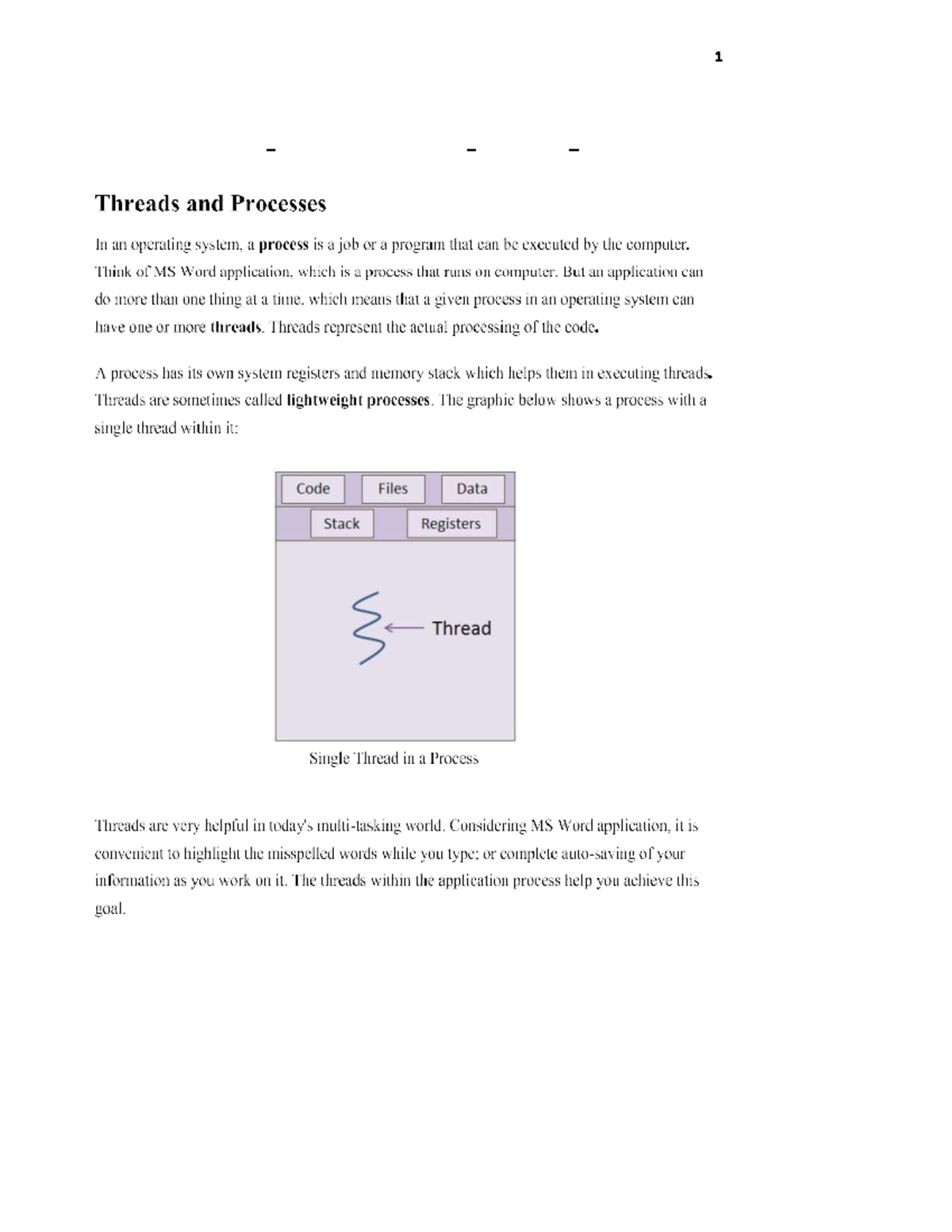 Thread - Computers and Information Technology - Blocking a Process will ...