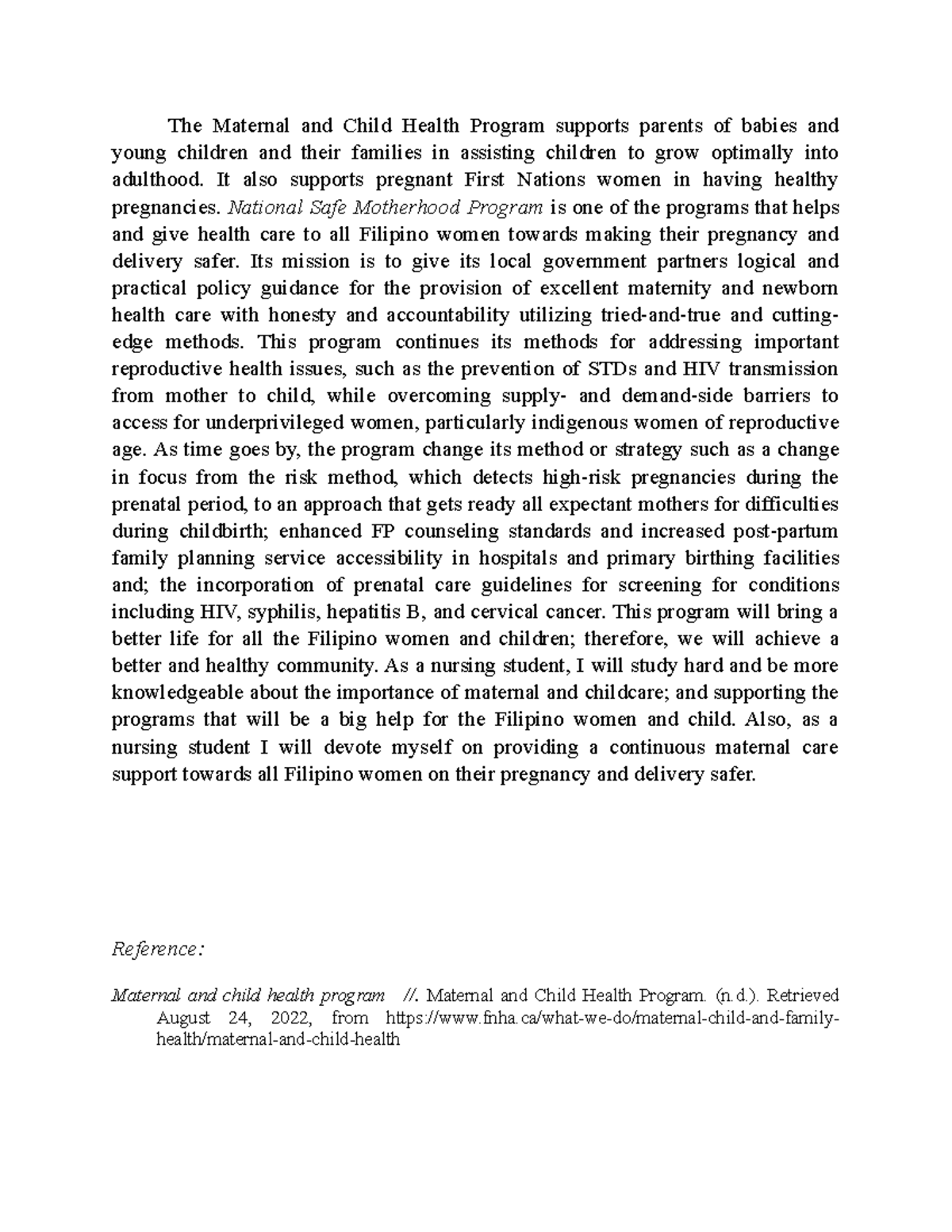 M1-Post-Task Maternal-Programs - The Maternal and Child Health Program ...