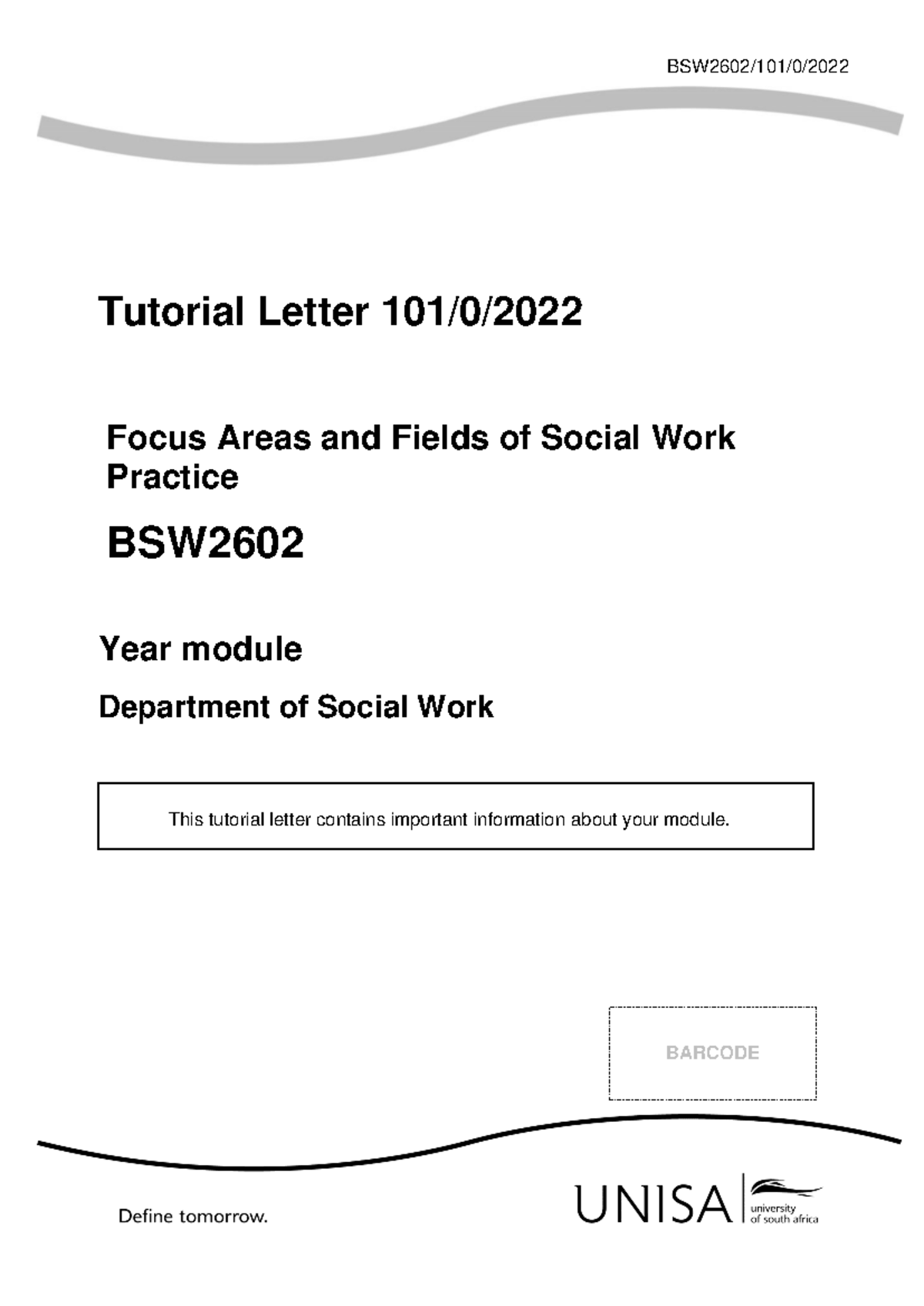 101 2022 0 b - Tutorial letter for bsw4802 for 2021 - BSW2602/101/0/ 2022 Tutorial Letter 101/ 0 ...