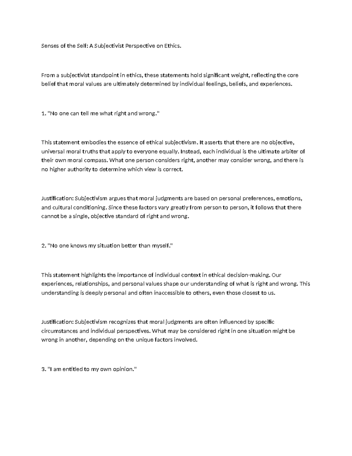 Senses of the S-WPS Office - Senses of the Self: A Subjectivist ...