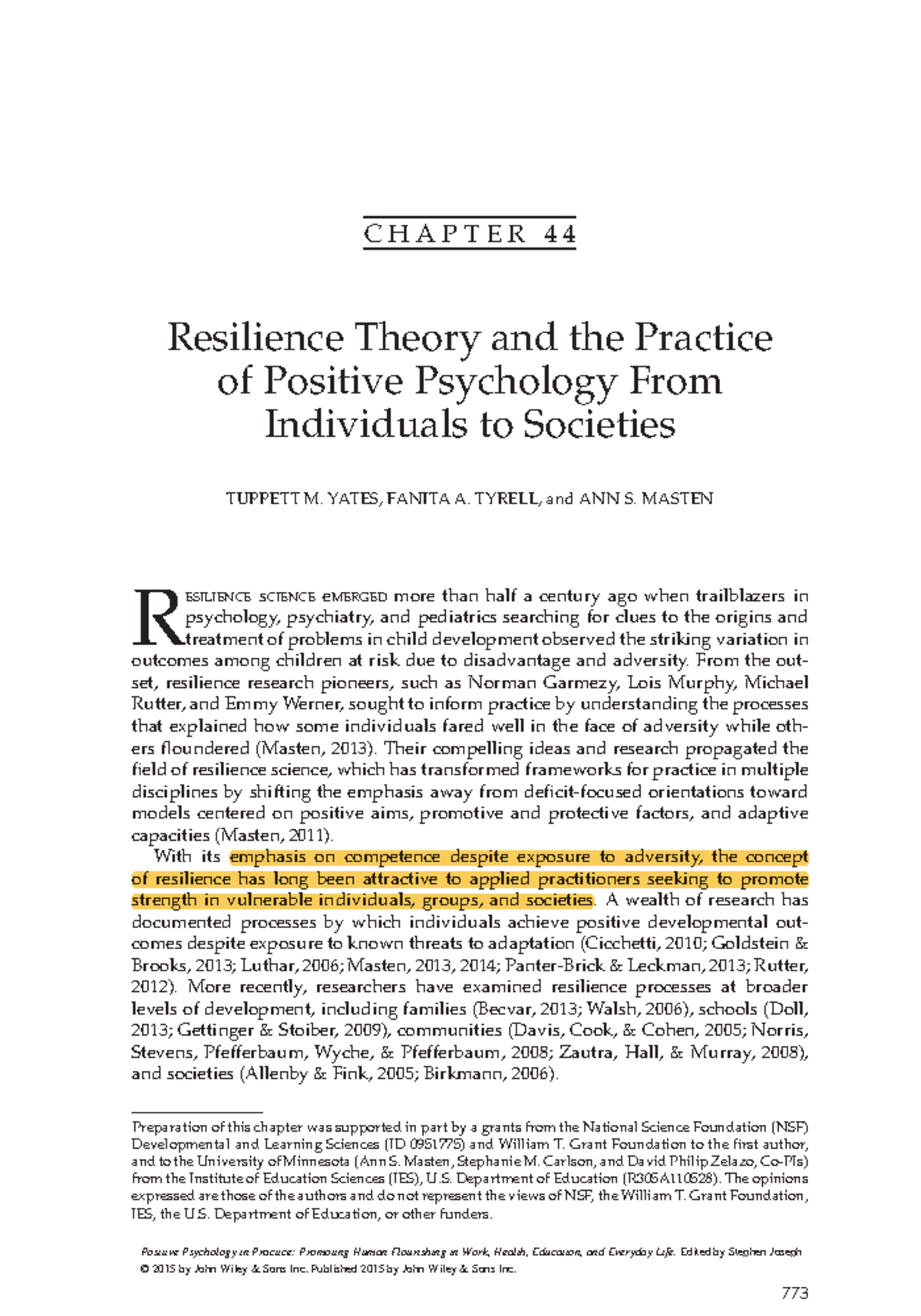 Resilience Theory and the Practice of Positive Psychology From ...