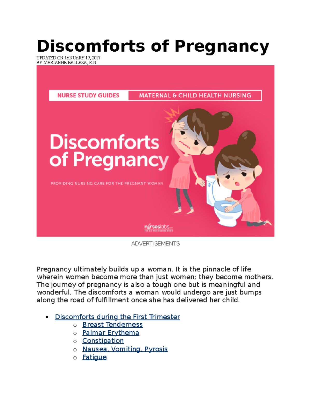 Discomforts of Pregnancy - Discomforts of Pregnancy UPDATED ON JANUARY ...