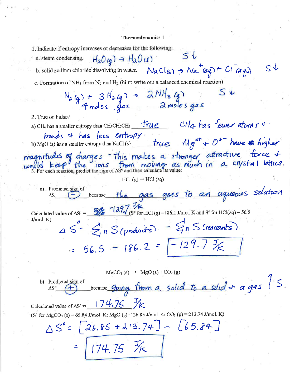 thermodynamics 1 key - CHEM 104 - Studocu