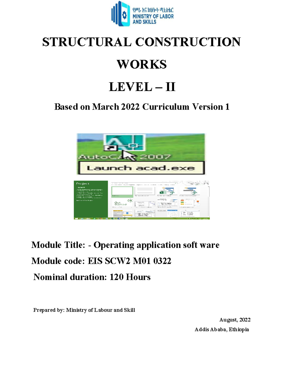 M01 application soft ware - STRUCTURAL CONSTRUCTION WORKS LEVEL – II Based on March 2022 ...