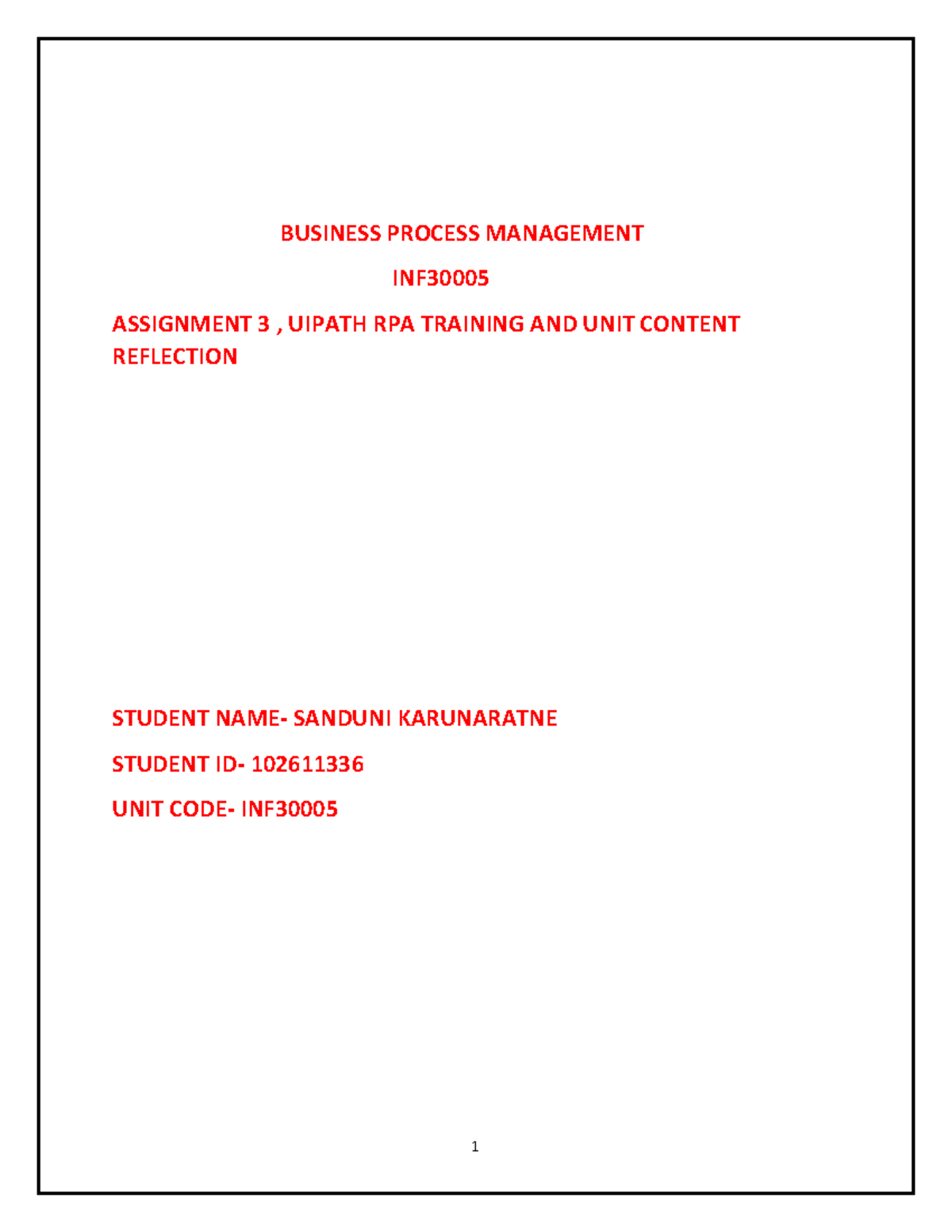 Business Process Management ASSI 03 - BUSINESS PROCESS MANAGEMENT INF ...