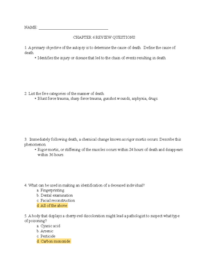 Forensic 1 - Prof. Trinh, chapter guides. - NAME ...