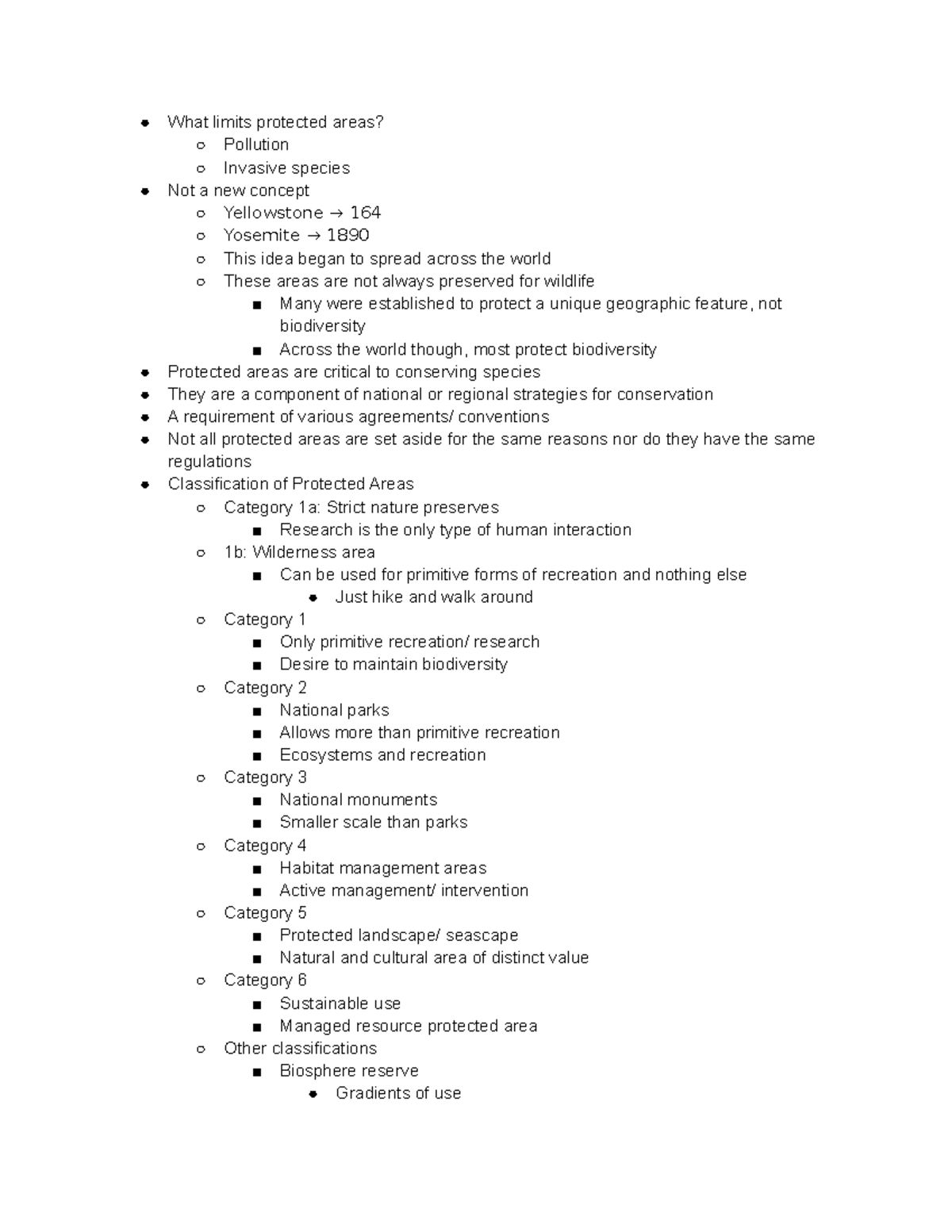 Protected areas - Detailed notes from this lecture - What limits ...