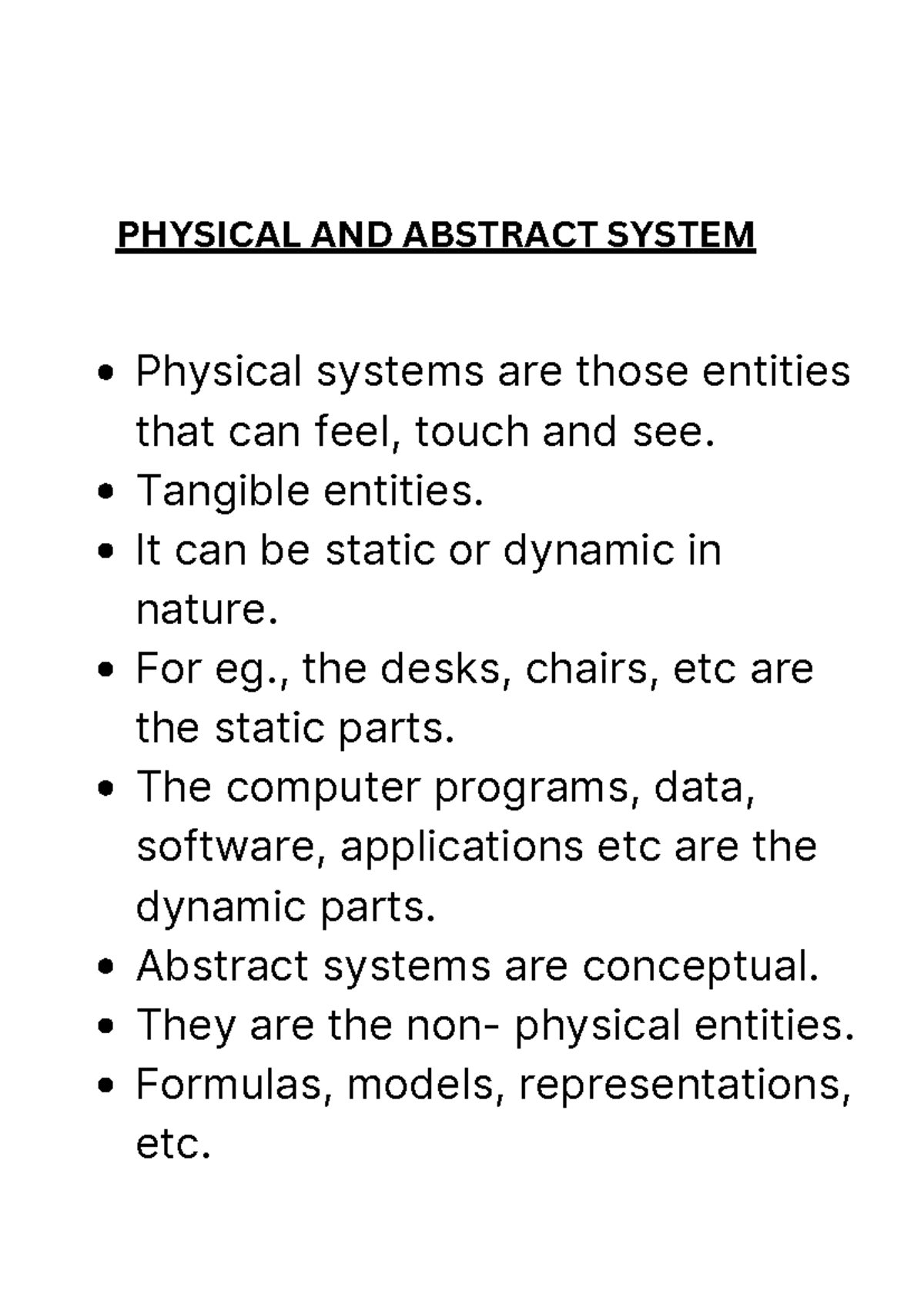 Physical and abstract system - Bachelor in Business Administration ...