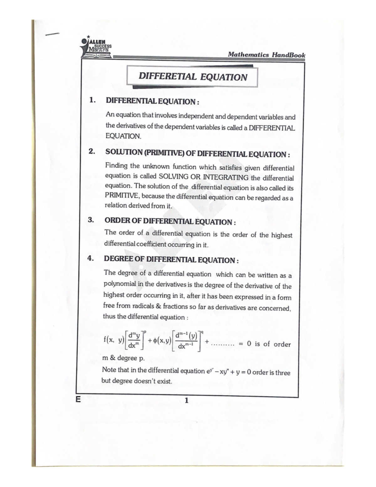 Differential Eqns - idk - MP1 - Imperial - Studocu