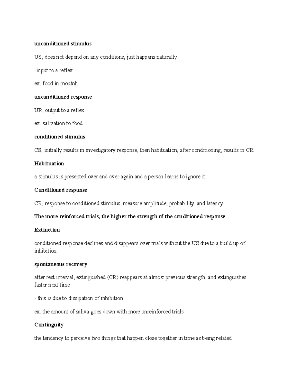 Psych Exam #2 - Professor Eric Lundquist Exam #2 - unconditioned ...