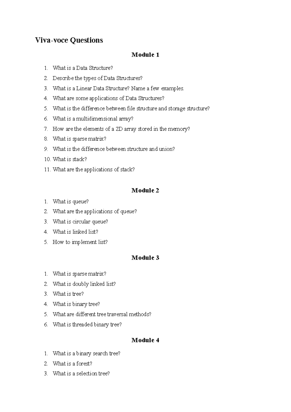 4 viva-voce - Practical - Viva-voce Questions Module 1 1. What is a ... 4 viva-voce - Practical - Viva-voce Questions Module 1 1. What is a ...