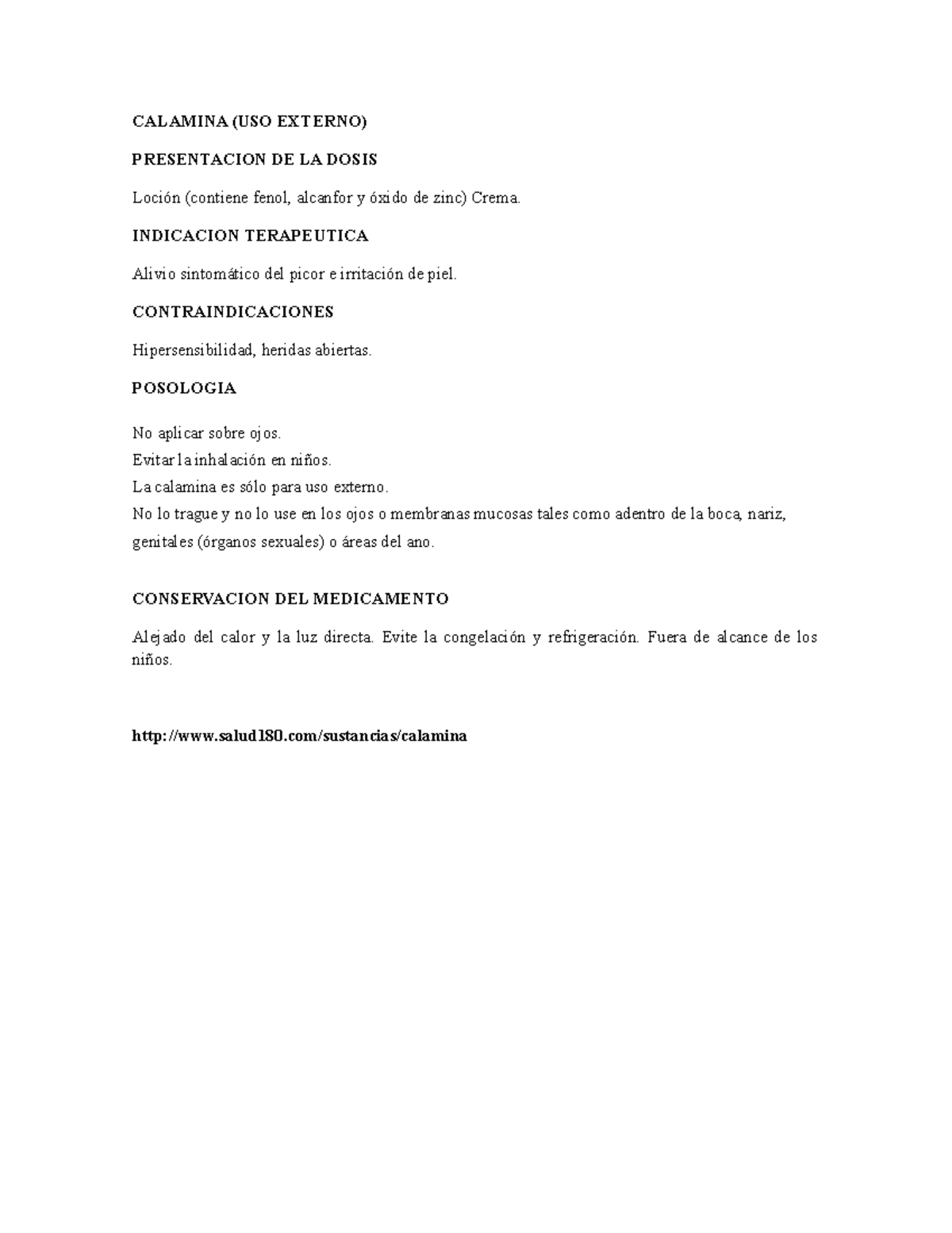 Fármacos con la letra C - CALAMINA (USO EXTERNO) PRESENTACION DE LA ...