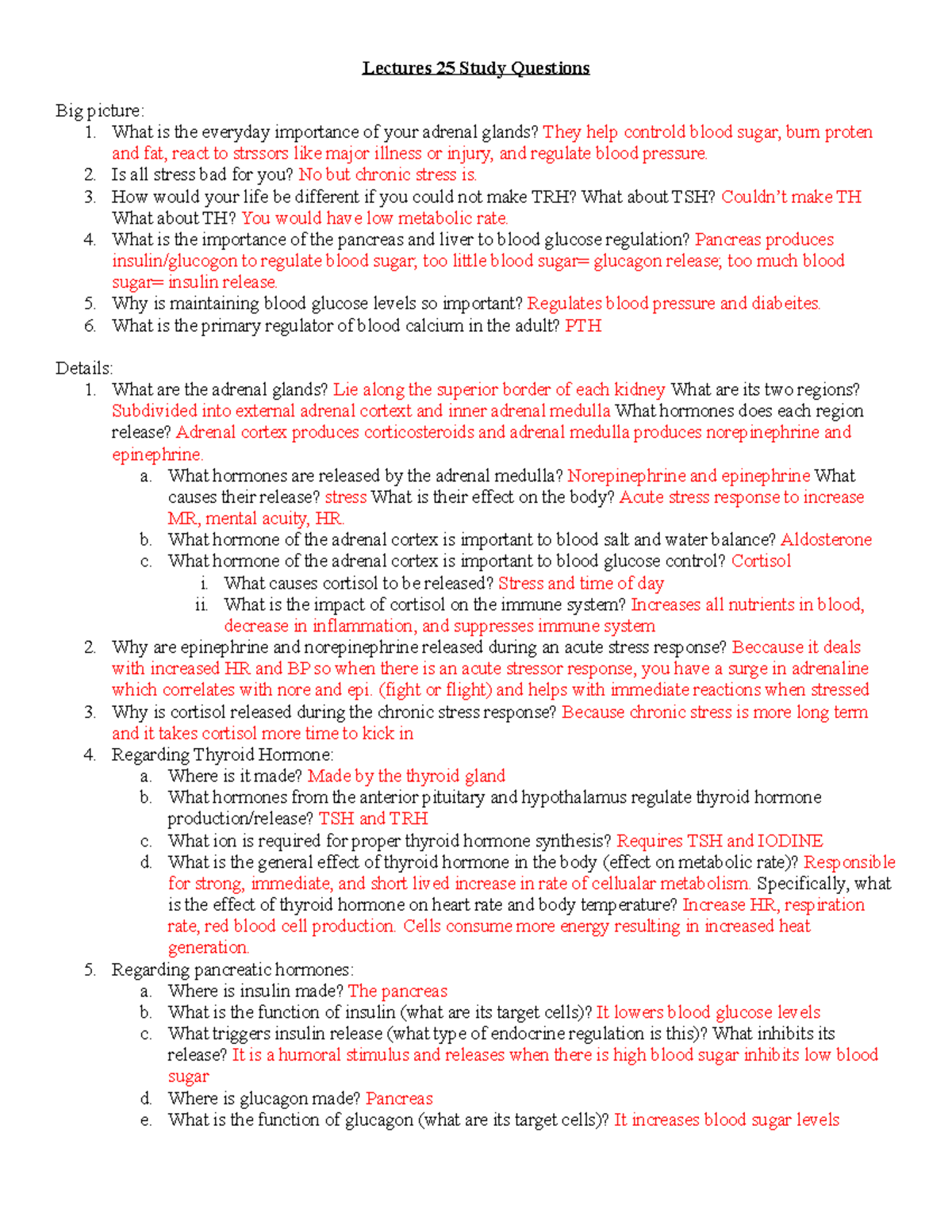 Lecture 25 Study Questions - Lectures 25 Study Questions Big picture: 1 ...