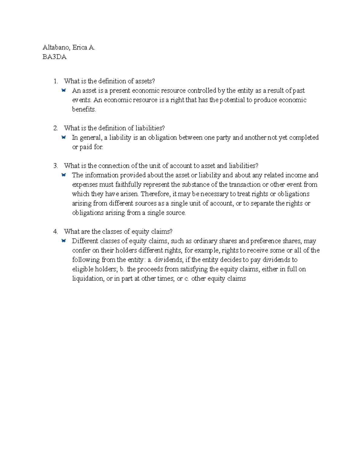 CFAS Module 4 TASK - asdre - Altabano, Erica A. BA3DA What is the ...