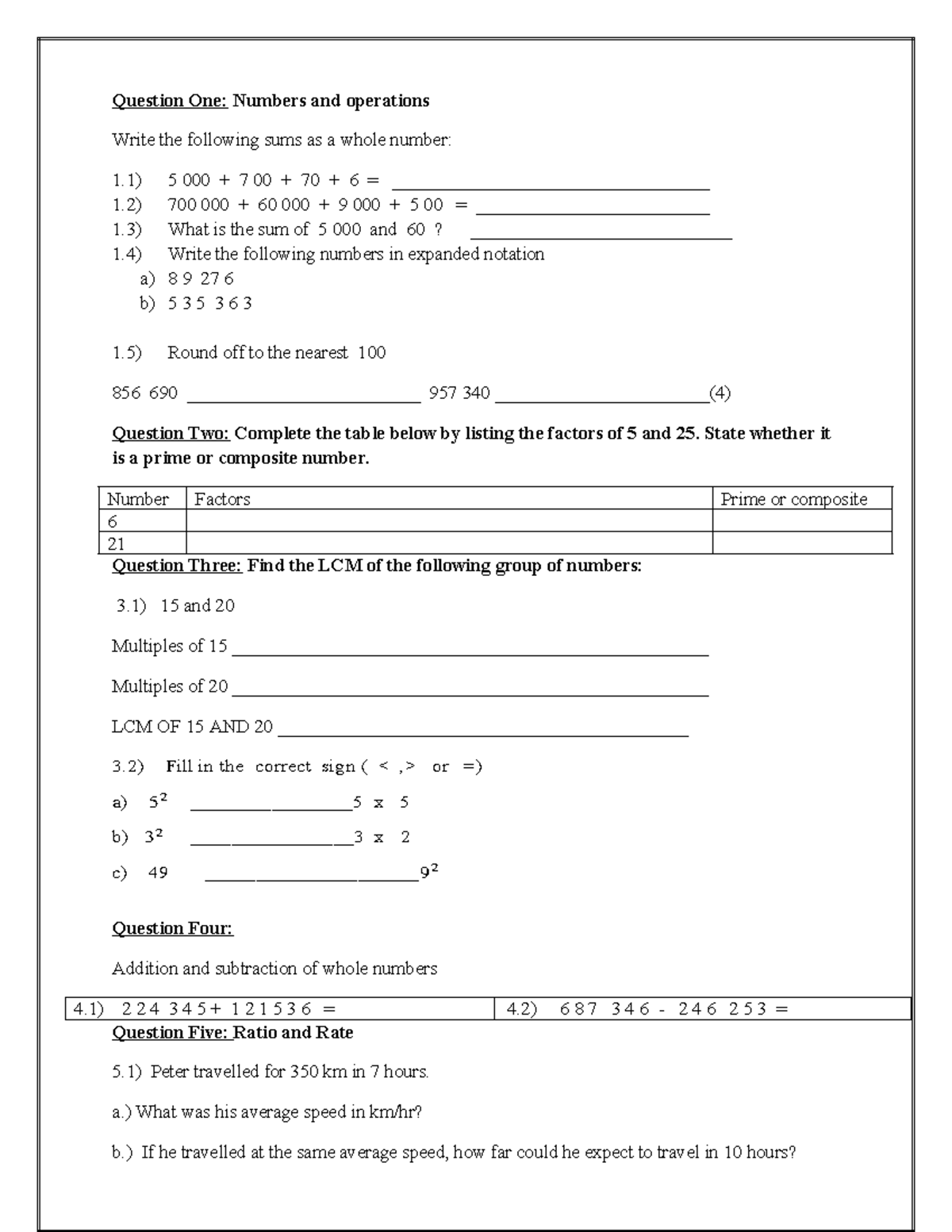 Maths revision grade 7s-20231026-WA0011 - Question One: Numbers and ...