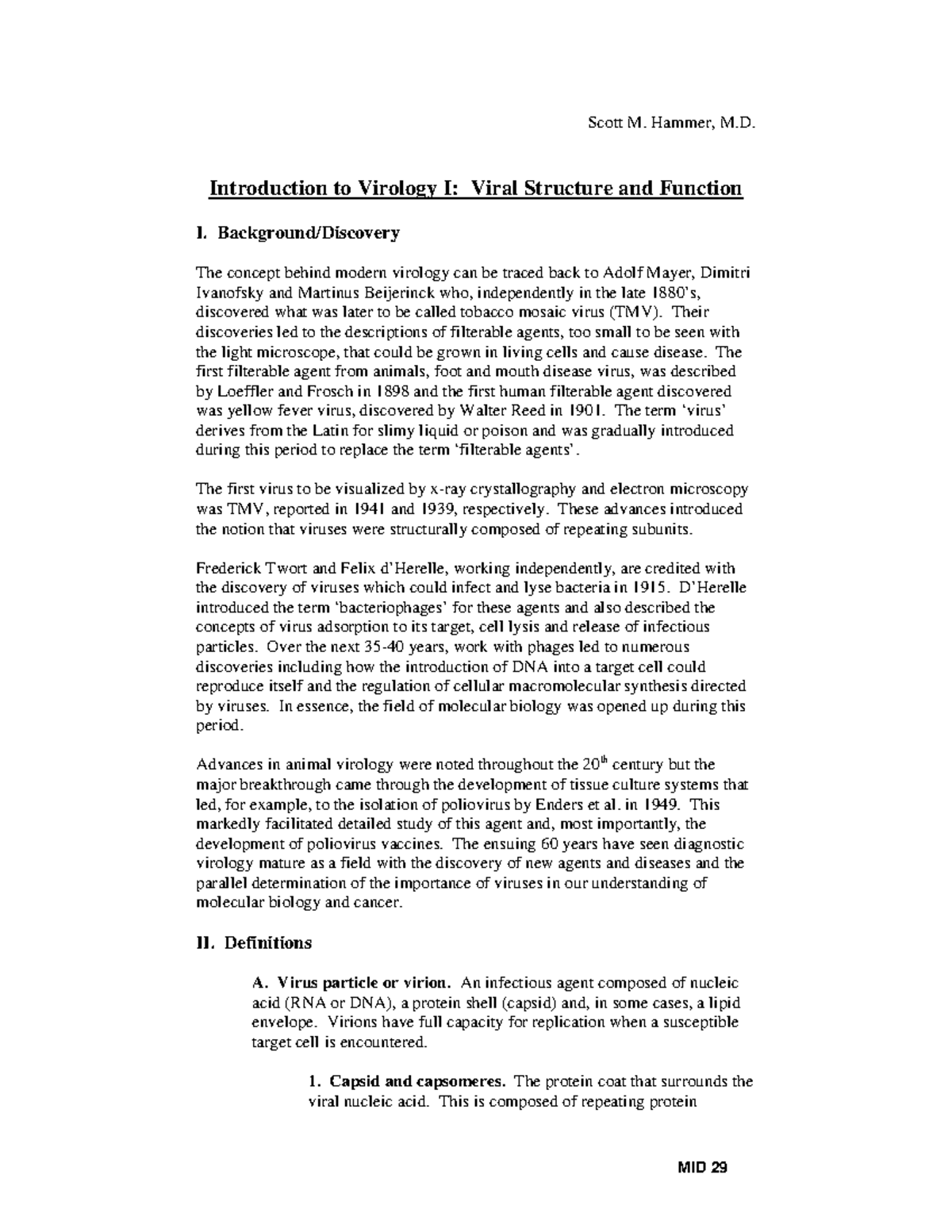 Viralstructure Notes - the classification of viruses - Scott M. Hammer ...