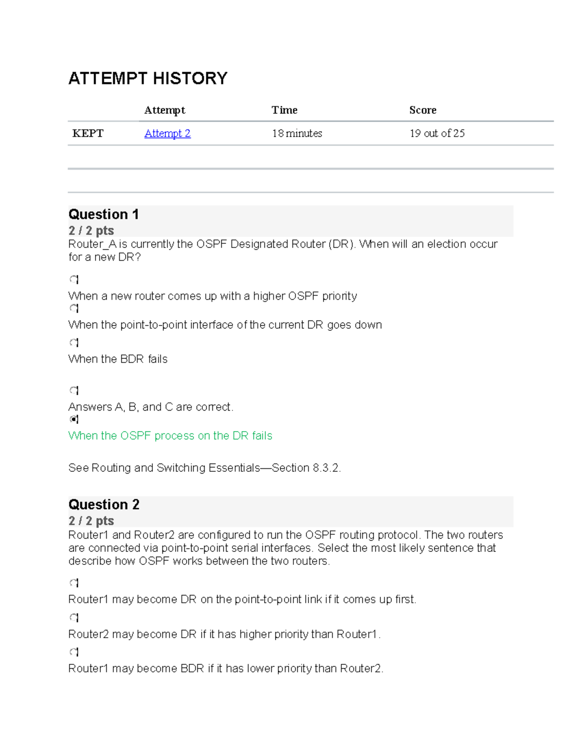 NETW204 Quiz 5 Attempt 2 - ATTEMPT HISTORY Attempt Time Score KEPT ... NETW204 Quiz 5 Attempt 2 - ATTEMPT HISTORY Attempt Time Score KEPT ...