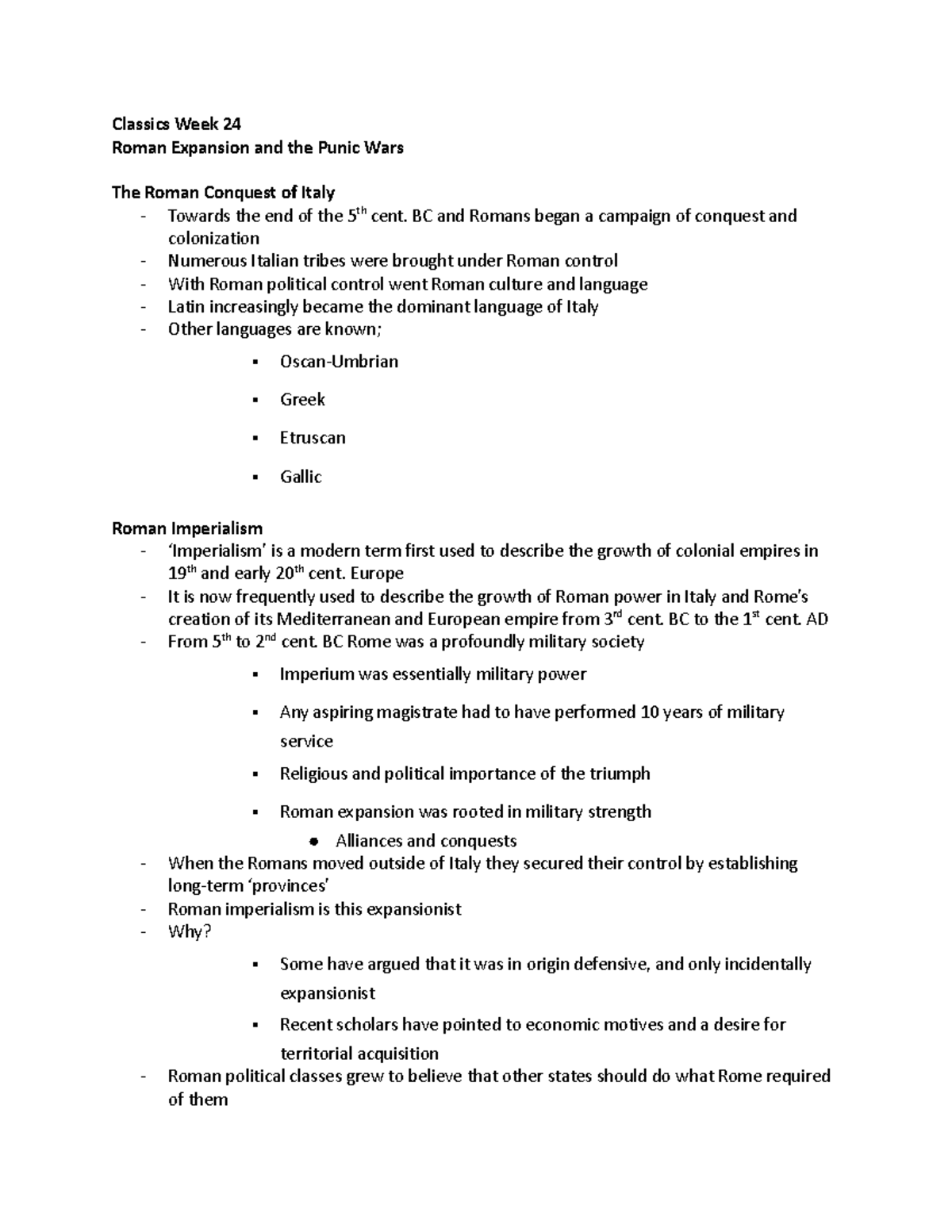 Classics+Week+24 - Classics 1000 Week 24 Notes - Classics Week 24 Roman ...