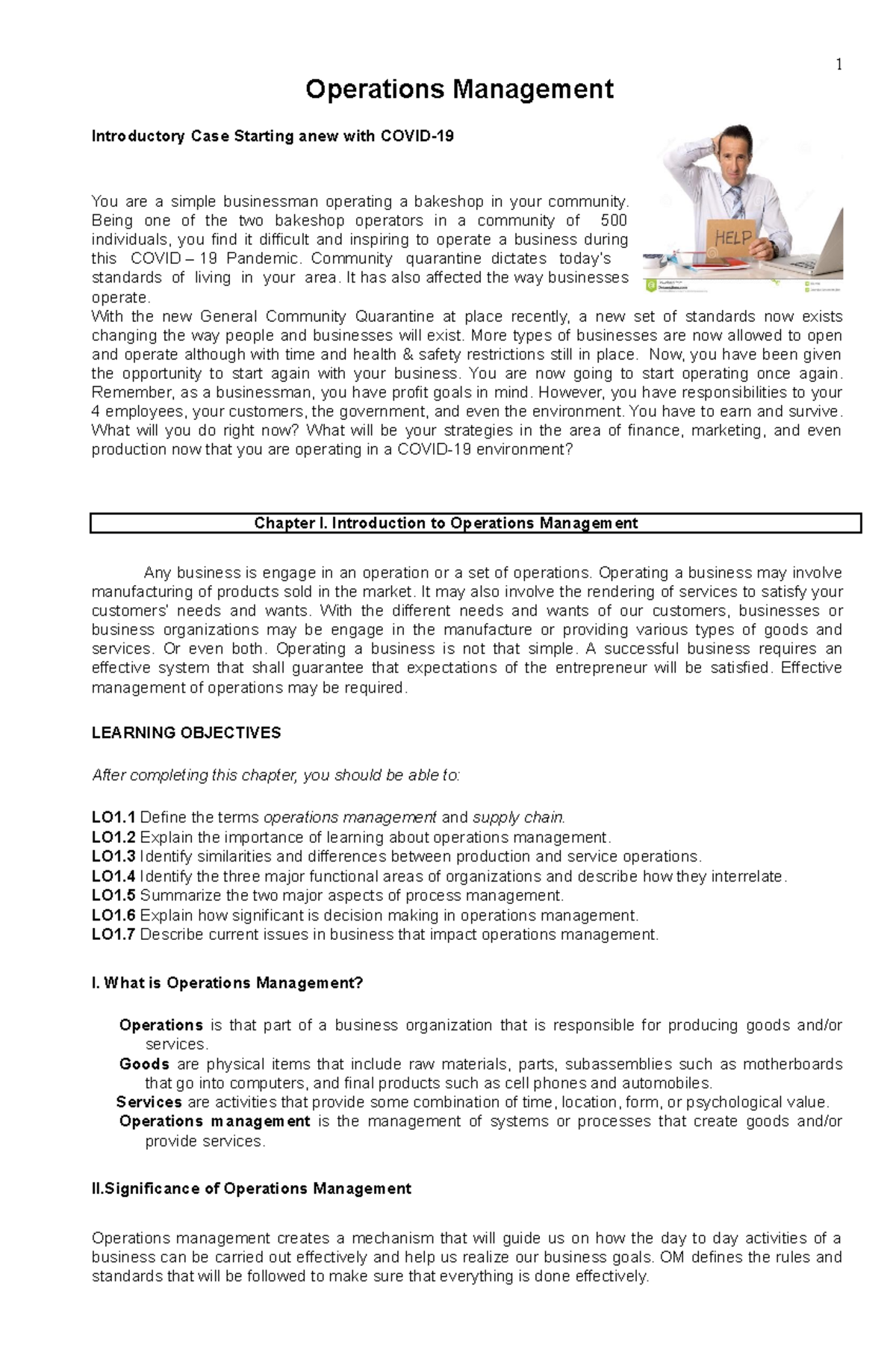 Introduction to Operations Managemen Module Topics Discussions ...
