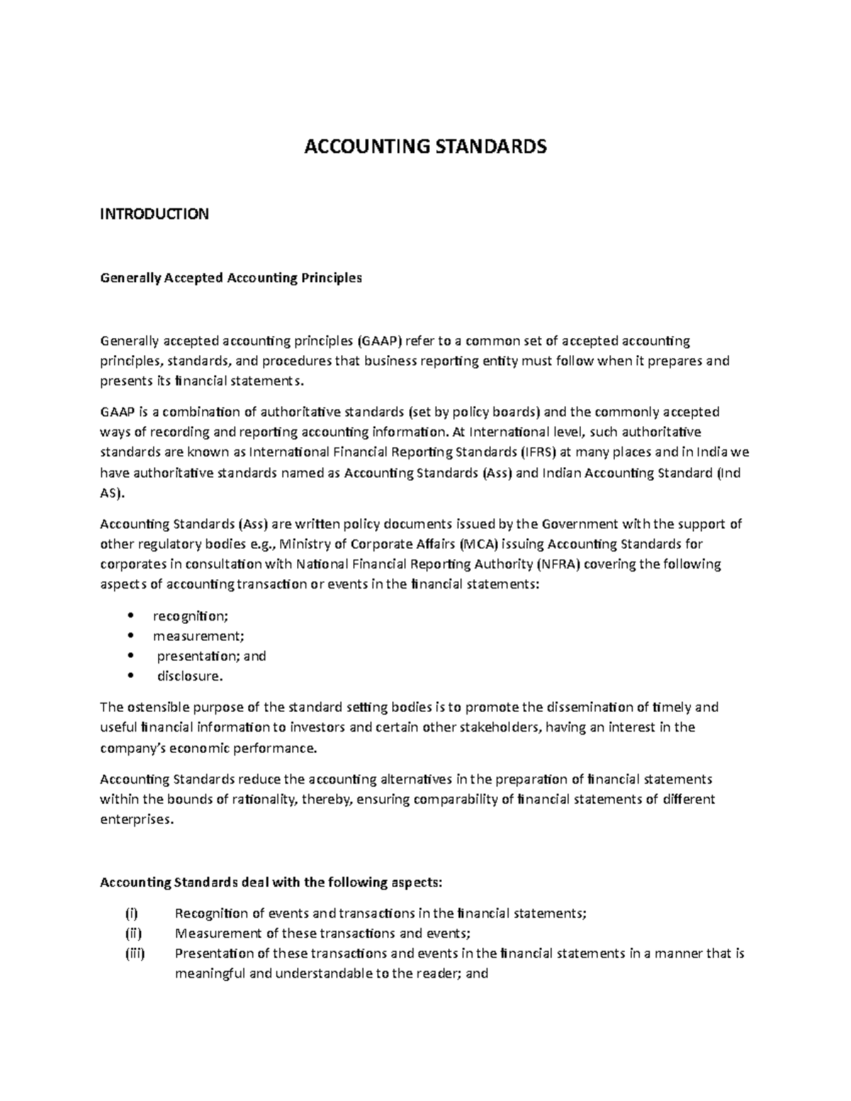 Accounting Standards Introduction - ACCOUNTING STANDARDS INTRODUCTION ...