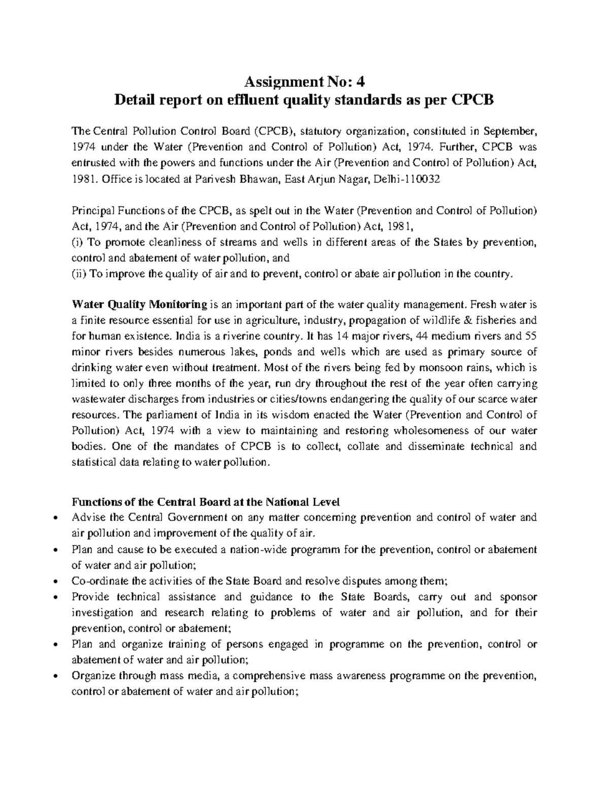 4 IWRP&M Assignment - cvbn - Assignment No: 4 Detail report on effluent ...
