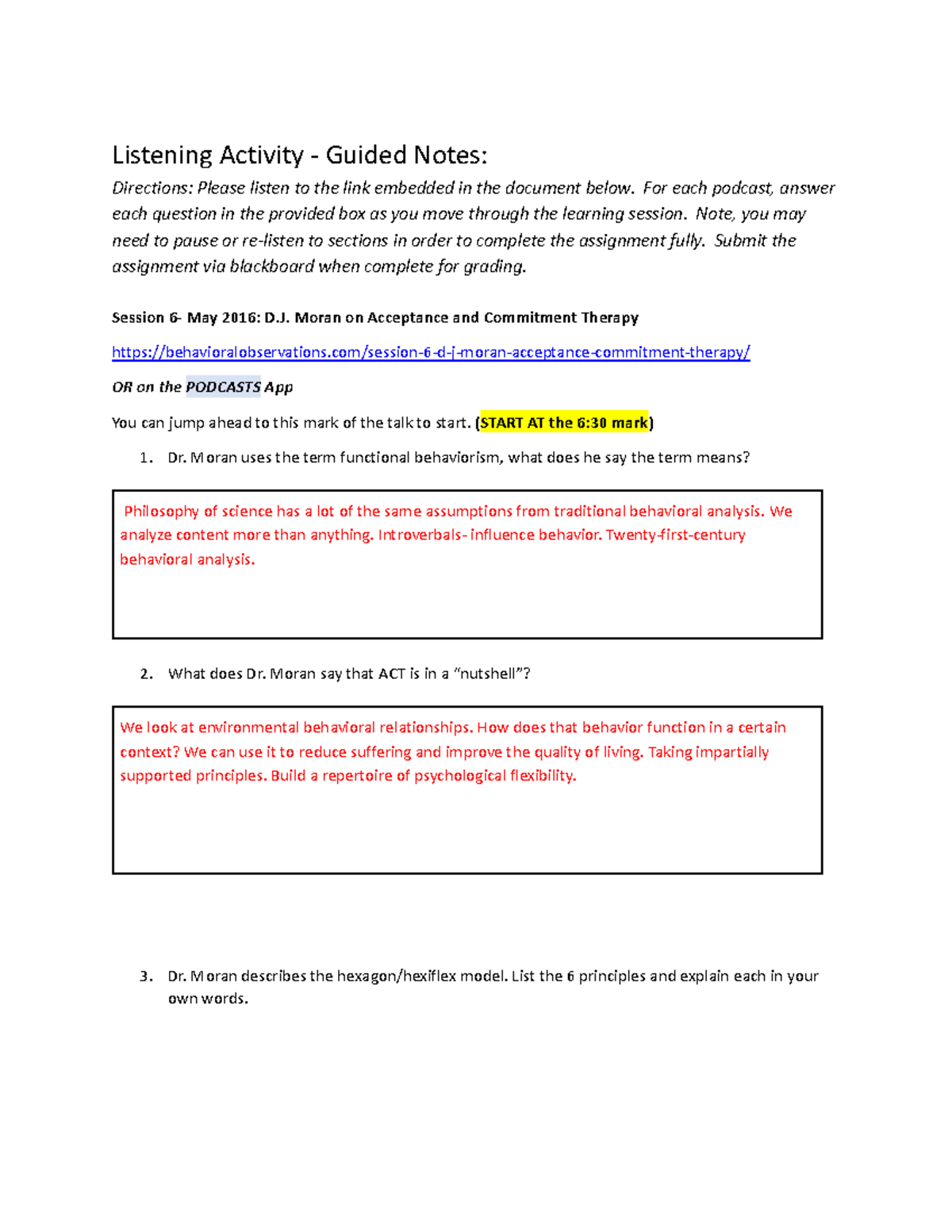 Learning & Behavior Listening Activity 5 - Listening Activity - Guided ...