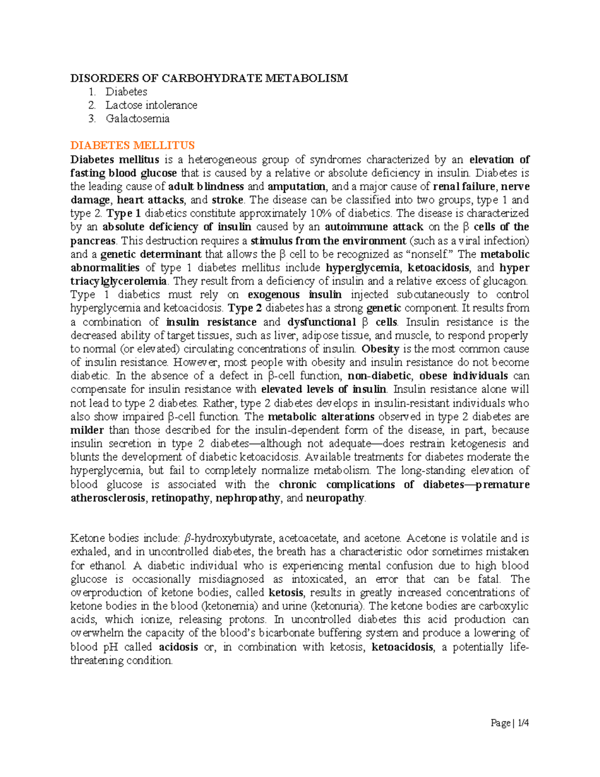 Lecture 4 Disorders of carbohydrates metabolism - DISORDERS OF ...