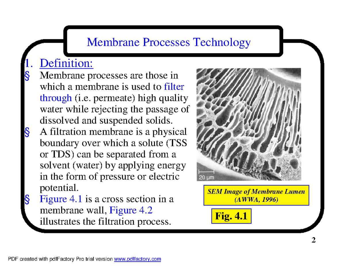 Lecture -8-9 -Membrane Processes - 2 Membrane Processes Technology ...