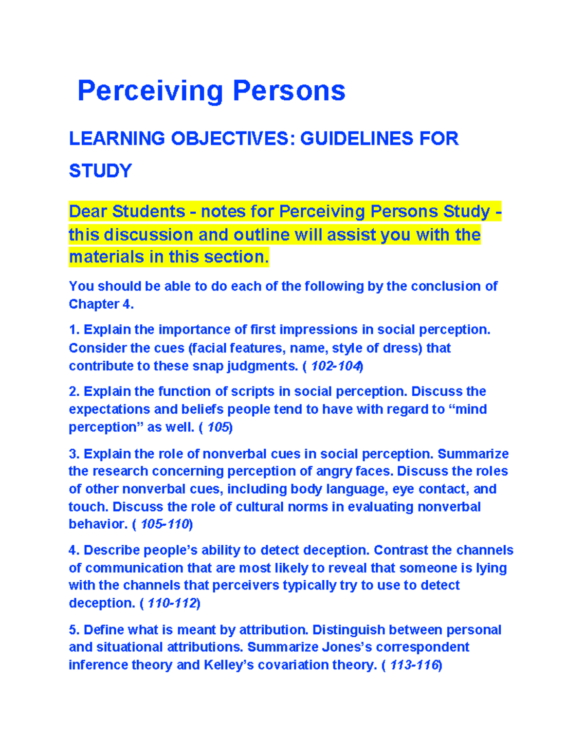 Perceiving Person Notes - Perceiving Persons LEARNING OBJECTIVES ...