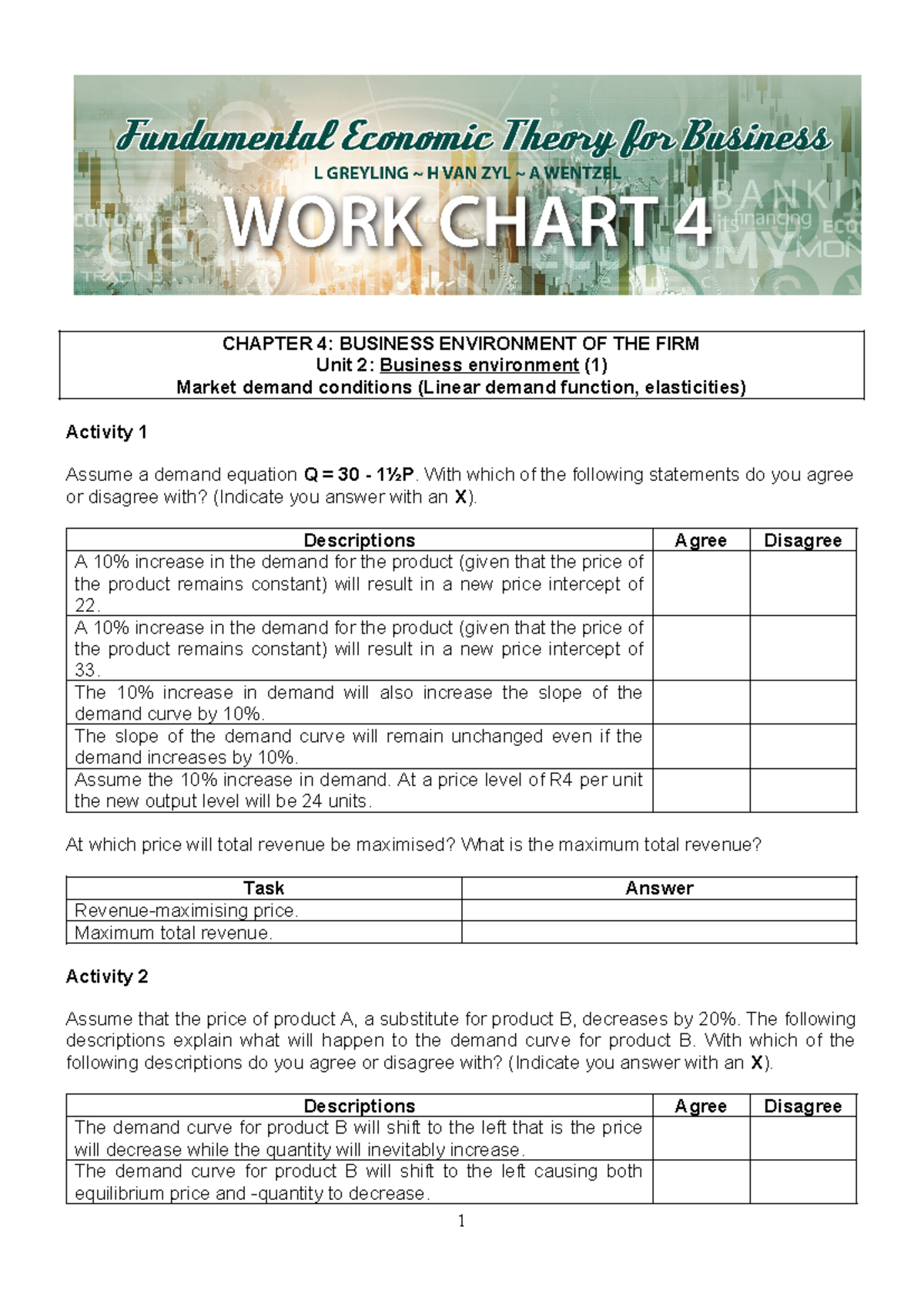 Work Chart 4 1 (1) - Answers - CHAPTER 4: BUSINESS ENVIRONMENT OF THE ...