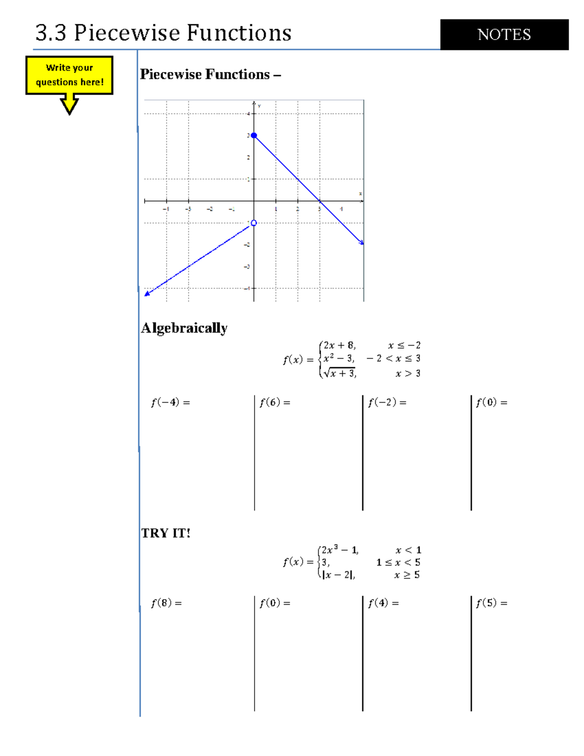05-practice question of piecewise functions - Write your questions here ...