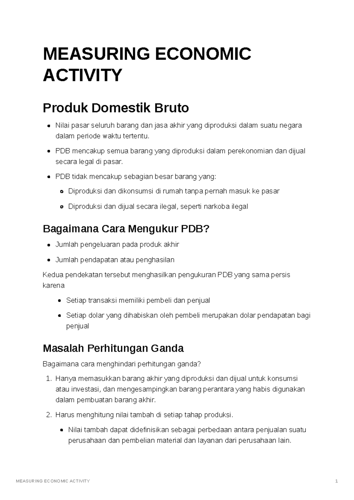 Measuring Economic Activity - MEASURING ECONOMIC ACTIVITY Produk ...