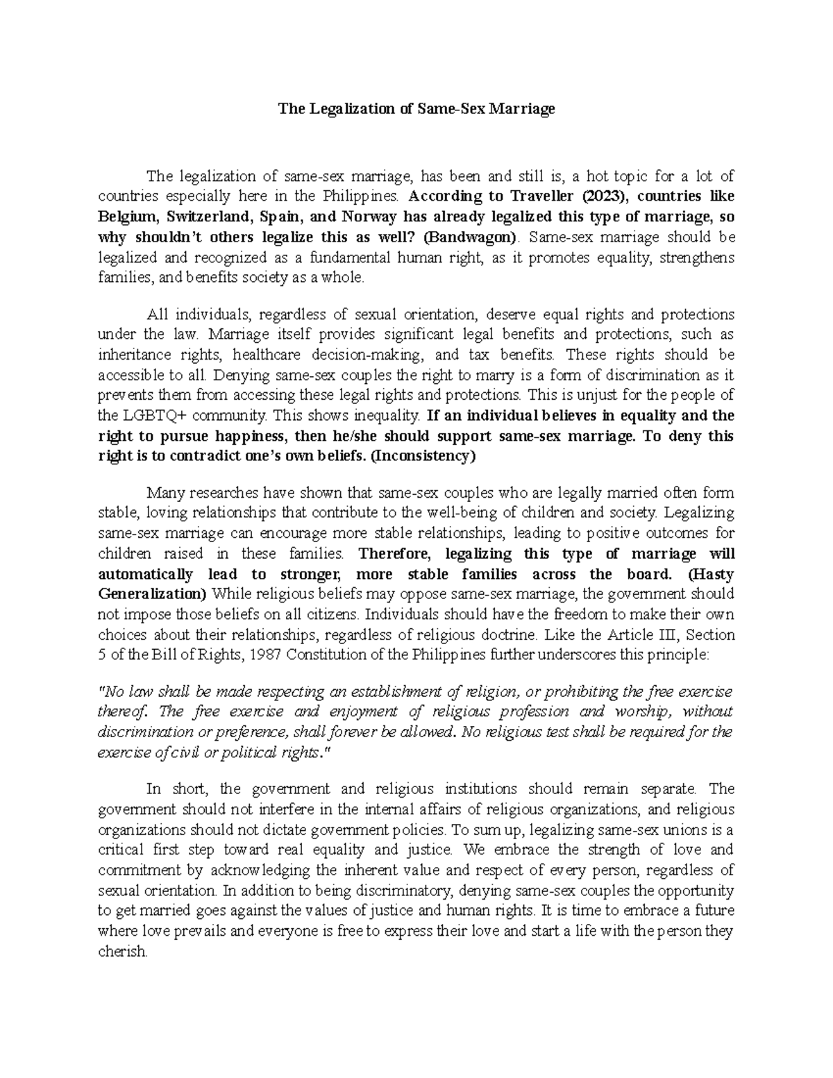 Same-Sex Marriage Debate - The Legalization of Same-Sex Marriage The ...