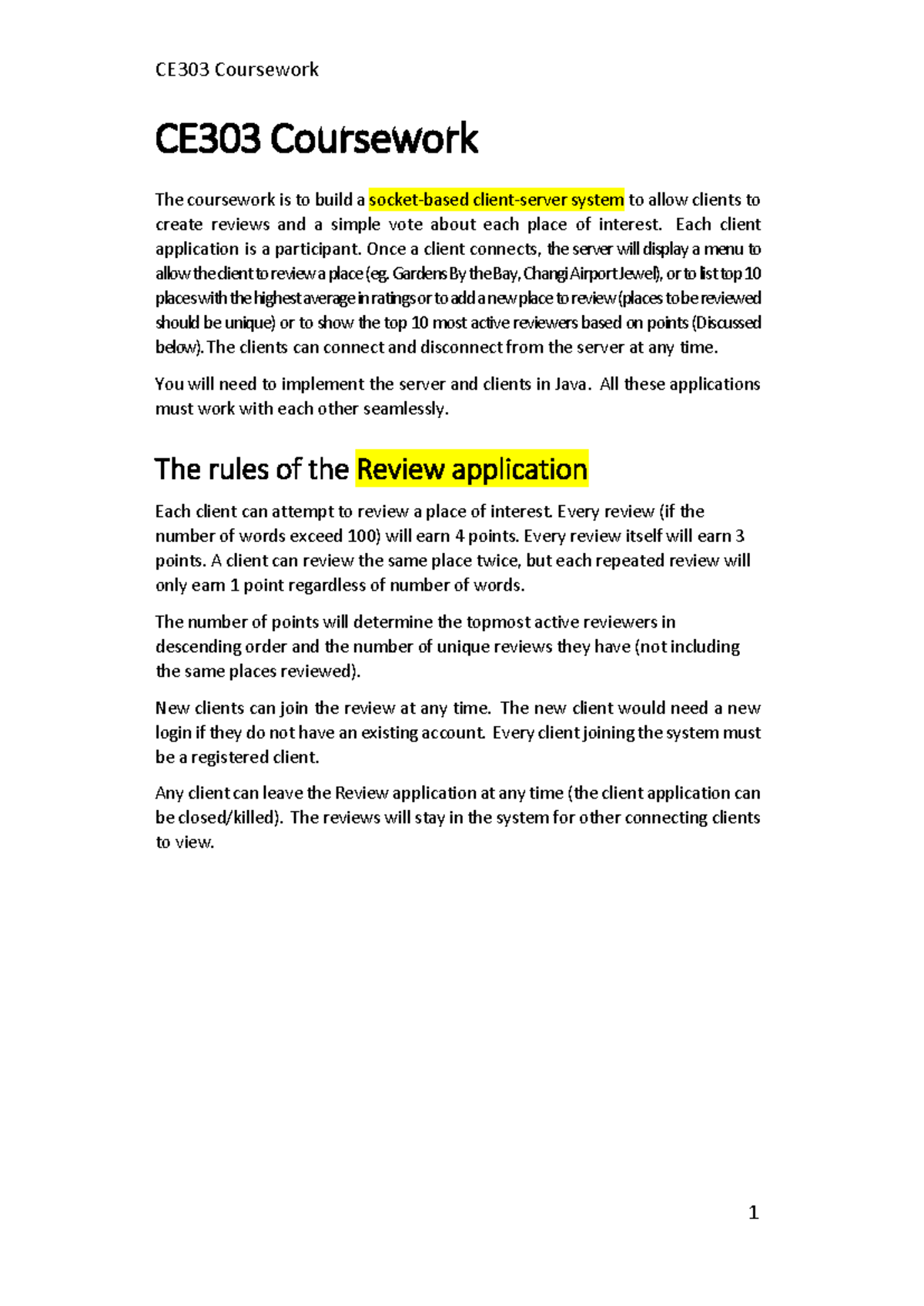 PT UOE BSc CS 3 CE303 Main Coursework Question Paper - CE303 Coursework ...