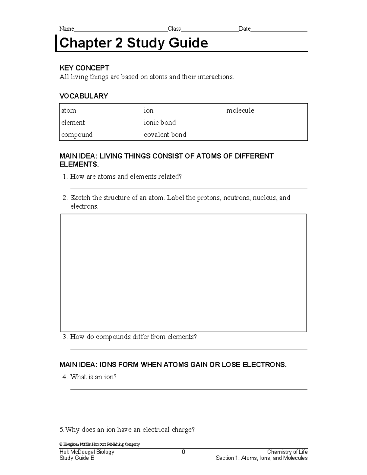 U1 Ch 2.1-2 Study Guide - Very good - Chapter 2 Study Guide KEY CONCEPT ...