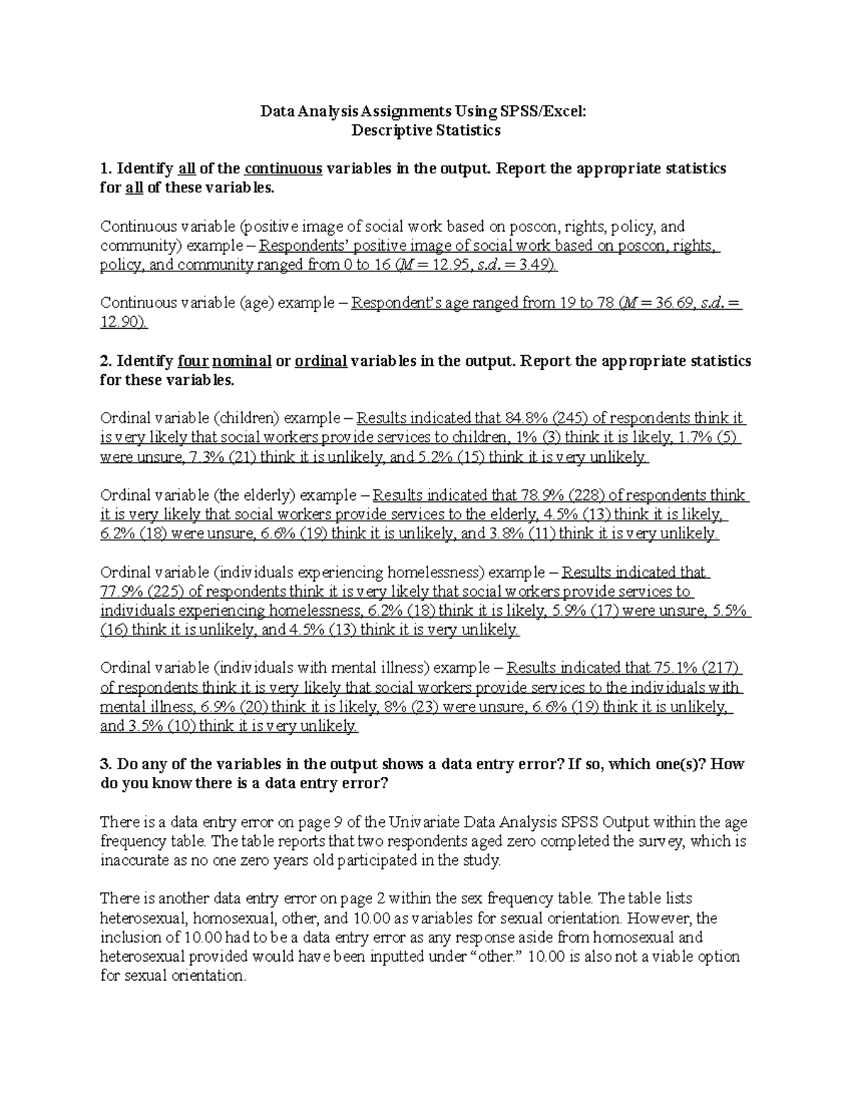 Hernandez DA2 - Data Analysis Assignments Using SPSS/Excel: Descriptive ...