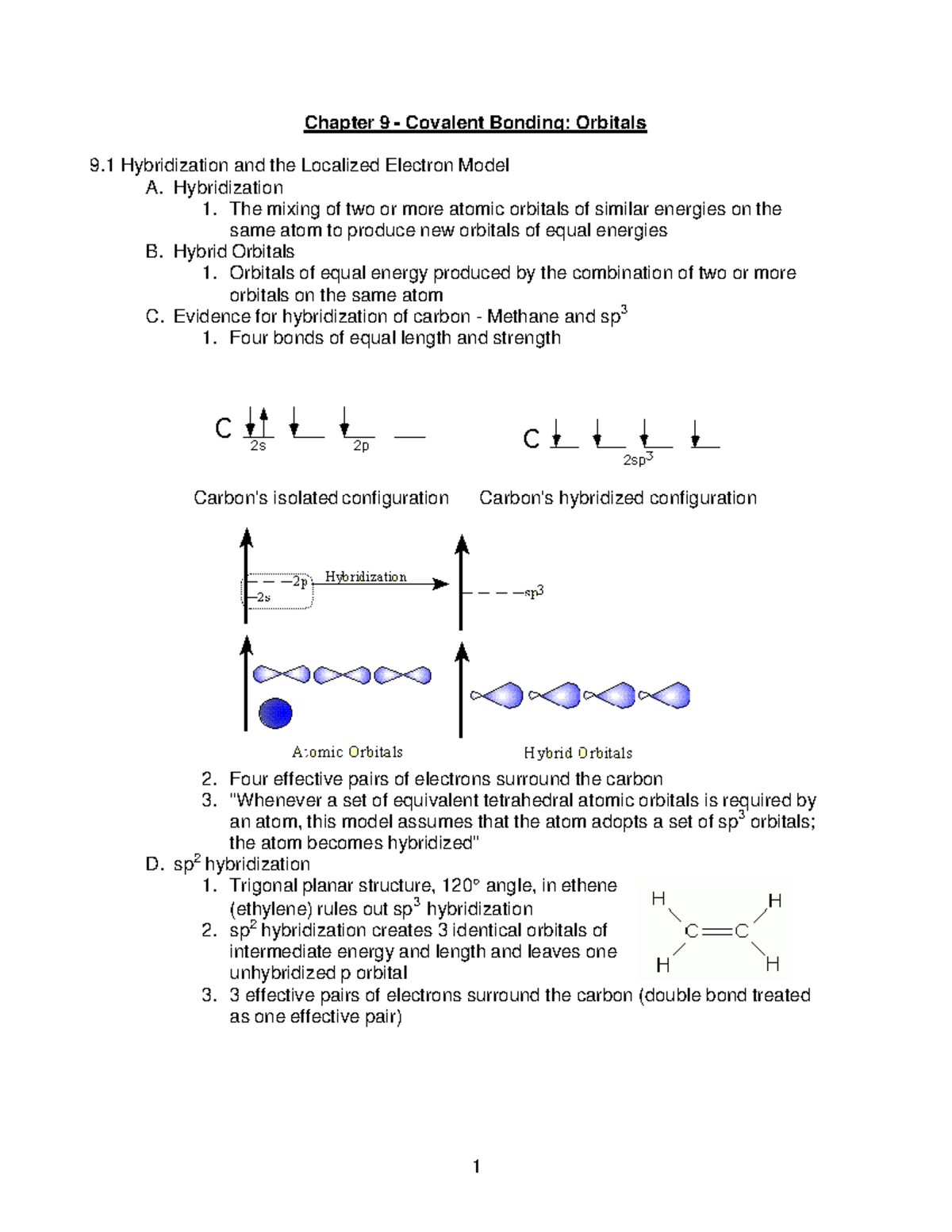 Chapter 9 - Covalent Bonding- Orbitals - Chapter 9 - Covalent Bonding ...